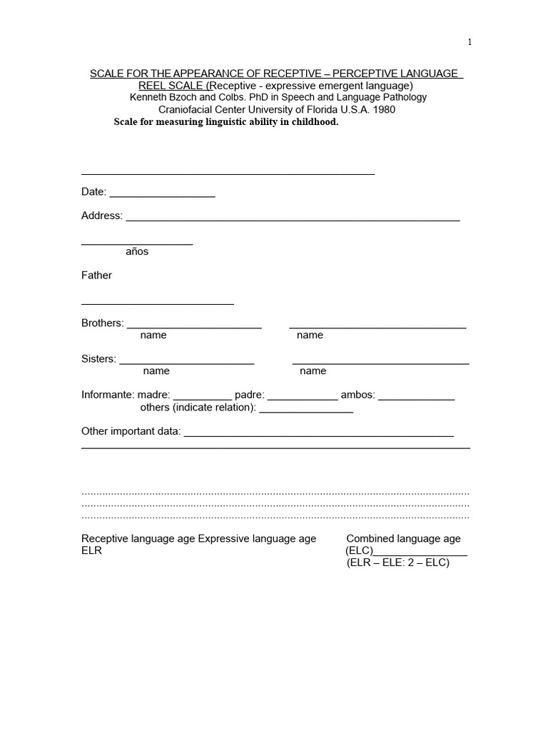 Receptive-Expressive Language Scale | PDF | Speech | Word