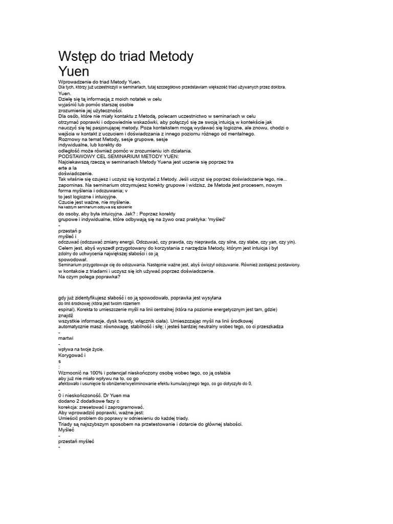 Wprowadzenie Do Triad Metody Yuan | PDF