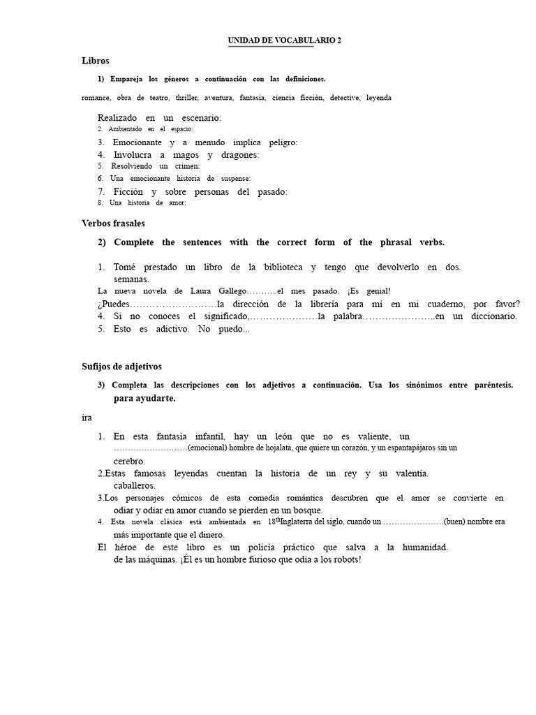 Géneros literarios y vocabulario clave | PDF