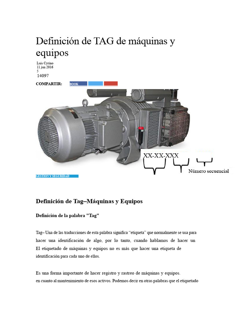 Definición de TAG de Máquinas y Equipos | PDF | Informática
