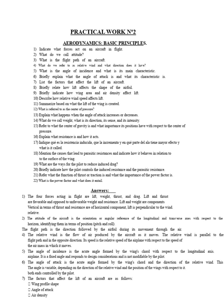 Practical Work No. 2 Aerodynamics, Basic Concepts. | PDF | Lift (Force ...