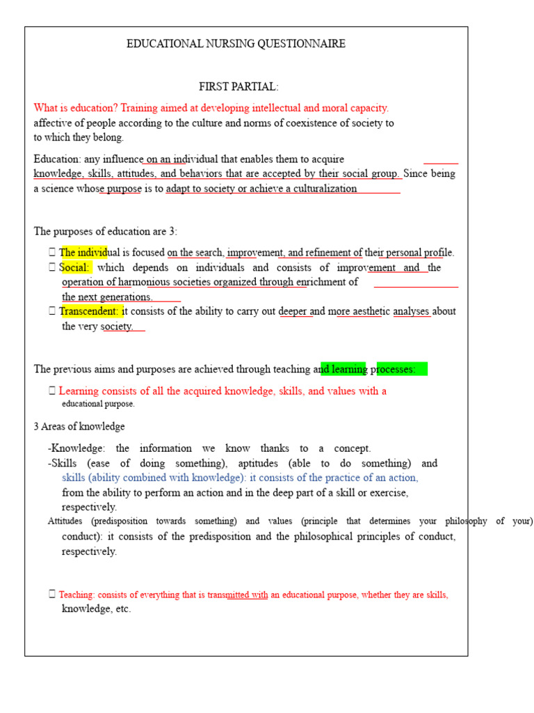 Nursing Education and Health Practices Guide | PDF | Knowledge | Lesson ...