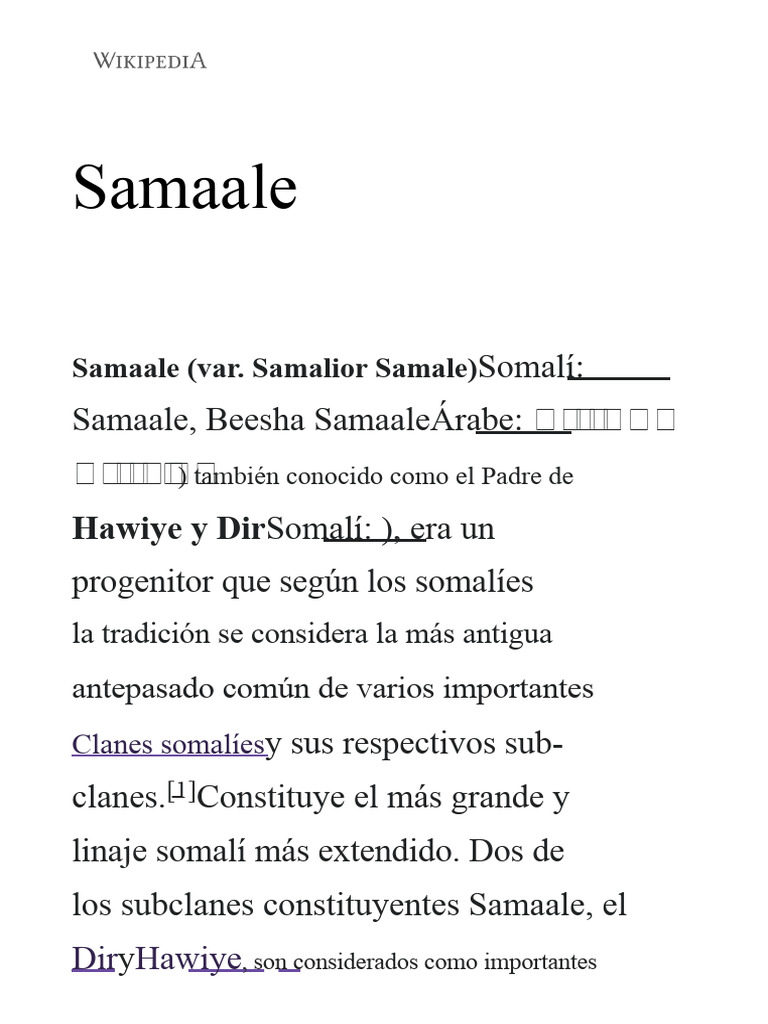 Samaale - Wikipedia | PDF | Somalia | Clanes