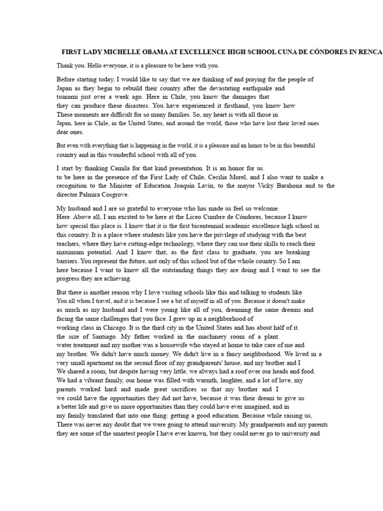 Michelle Obama's Speech (Transcript) | PDF