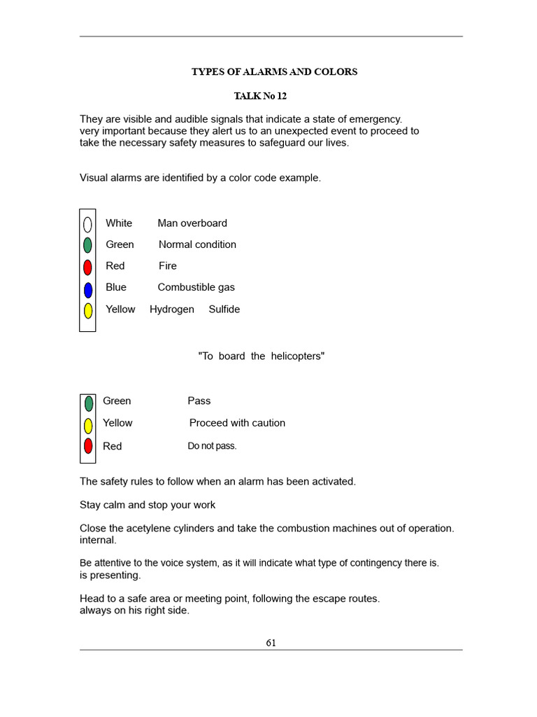 Alarm Types and Color Codes Explained | PDF | Fire Sprinkler System