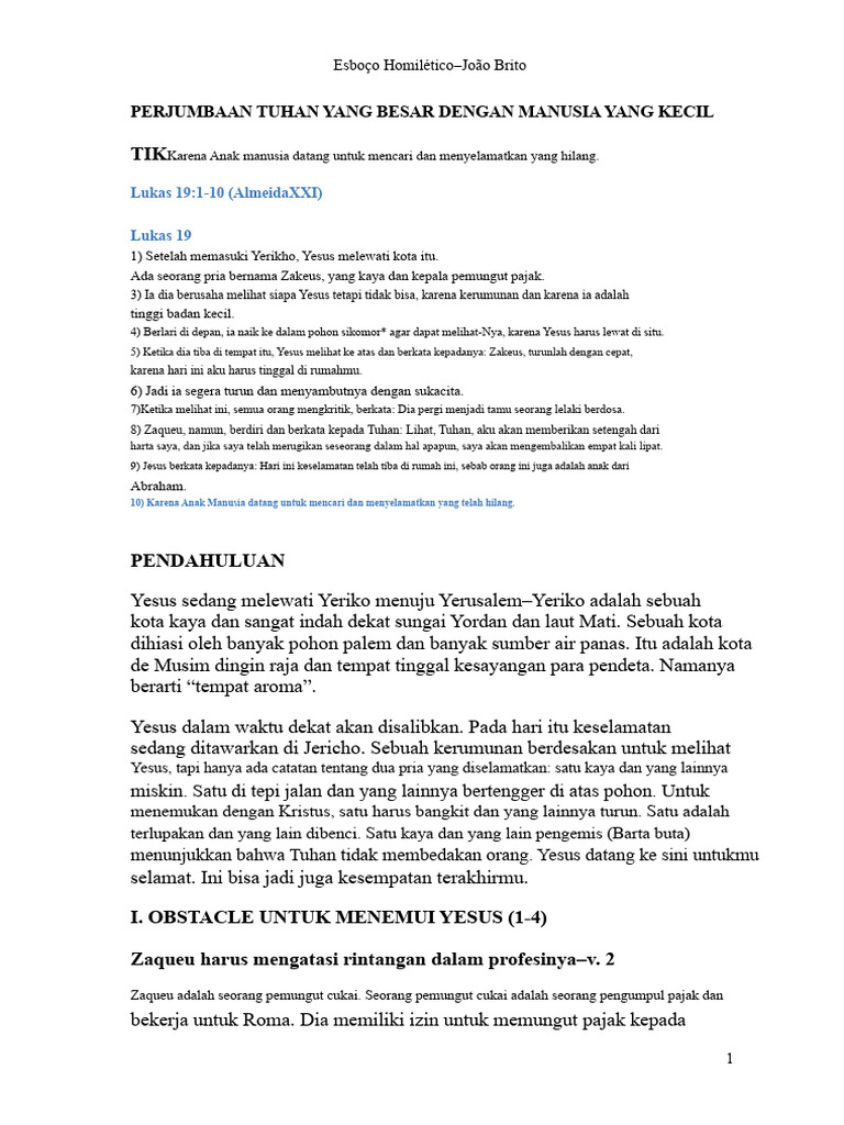 Keselamatan Zakeus di Yerikho | PDF