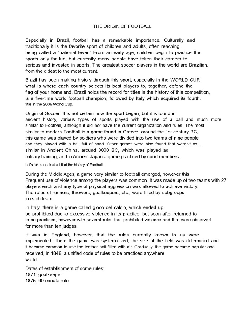 Origin of Football | PDF | Association Football | Sports
