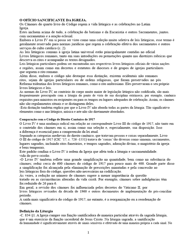 Cânones do Livro IV sobre Liturgia Católica | PDF | Liturgia | Batismo