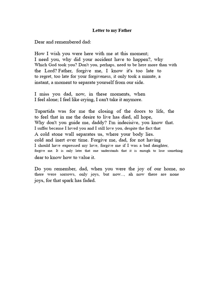 Letter to My Father | PDF