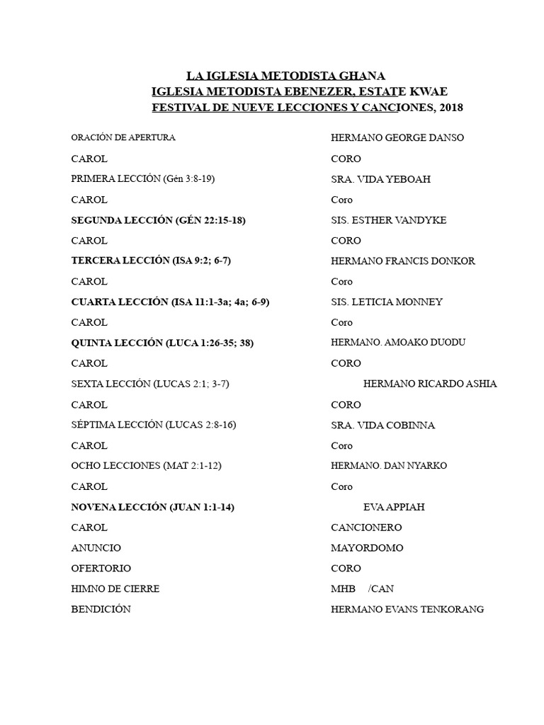 Festival de Nueve Lecciones y Villancicos | PDF