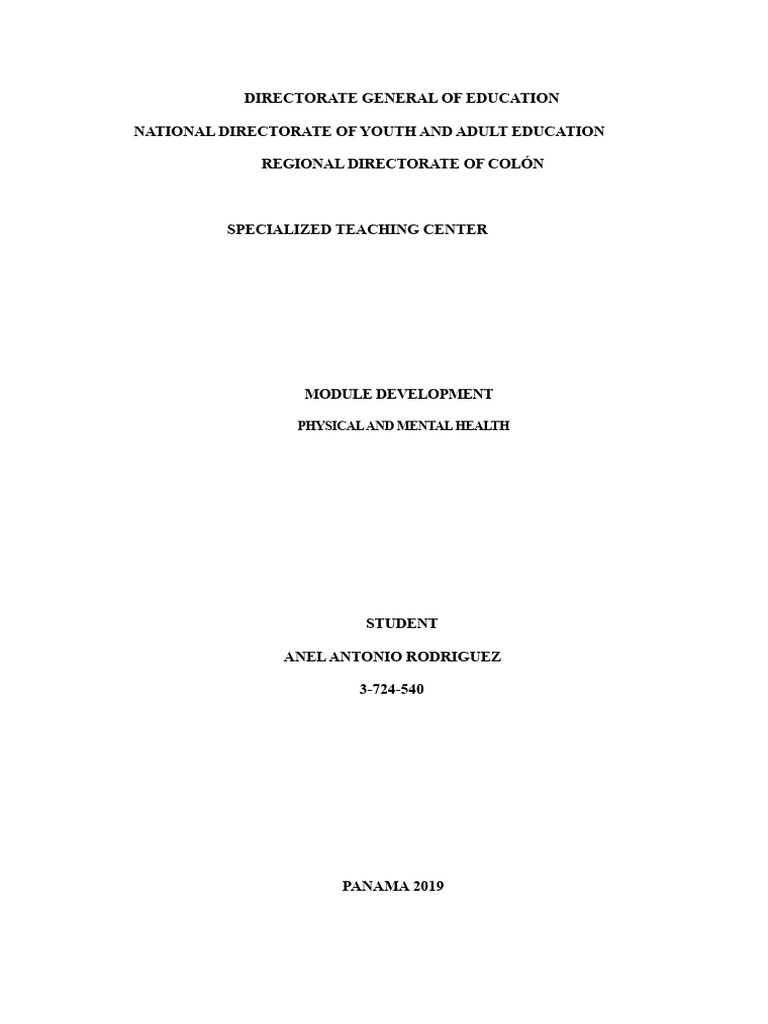 Development of Physical and Mental Health Module ANEL 2019 | PDF | Relaxation (Psychology) | Meal