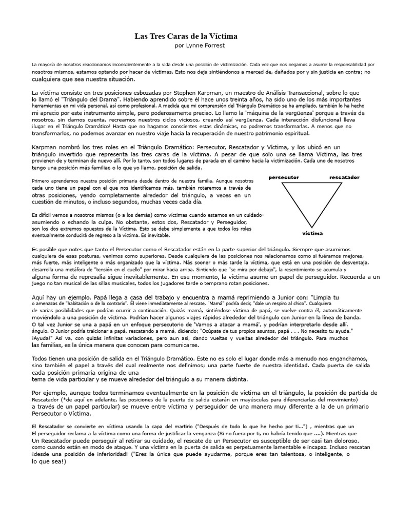 Triángulo del Drama: Las Tres Caras de la Víctima | PDF | Verdad ...