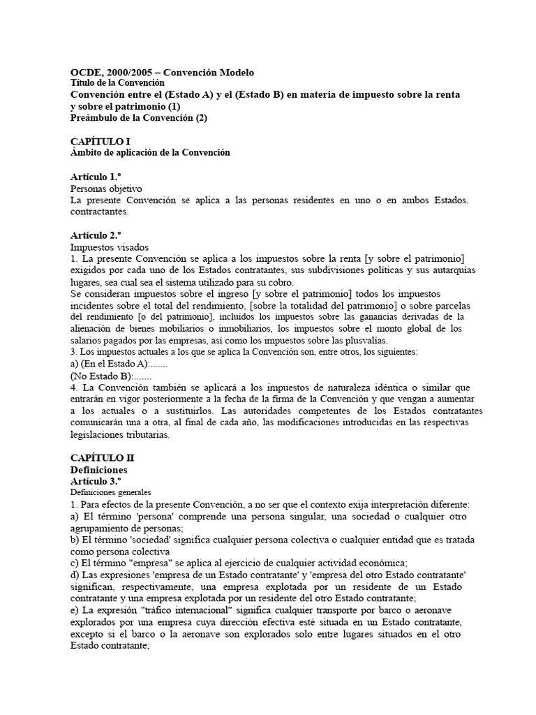Convención Modelo OCDE PDF | PDF | Dividendo | Impuestos