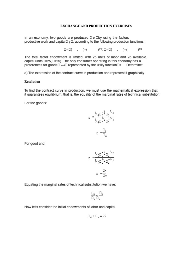 Production and Exchange in Economics | PDF | Production Function ...