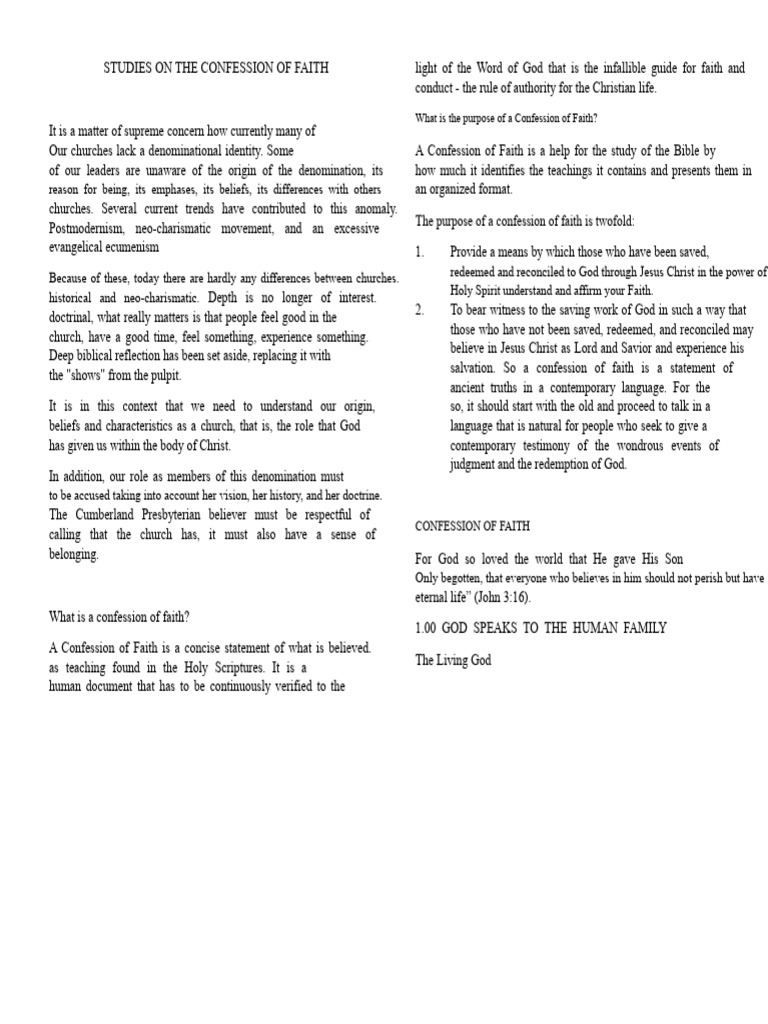 Studies On The Confession of Faith | PDF | Creed | Faith