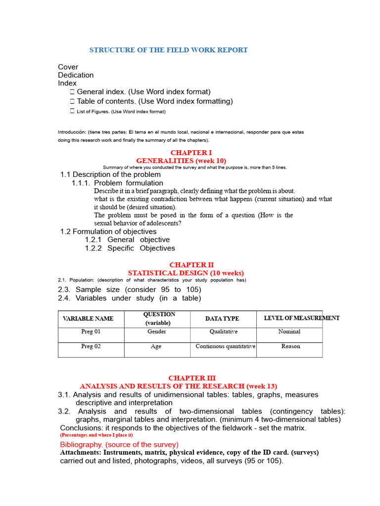 Structure of The Fieldwork Report | PDF | Matrix (Mathematics)