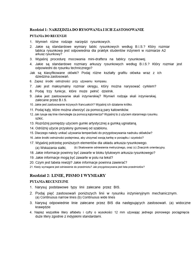 Przykładowe Pytanie Z Rysunku Inżynieryjnego | PDF