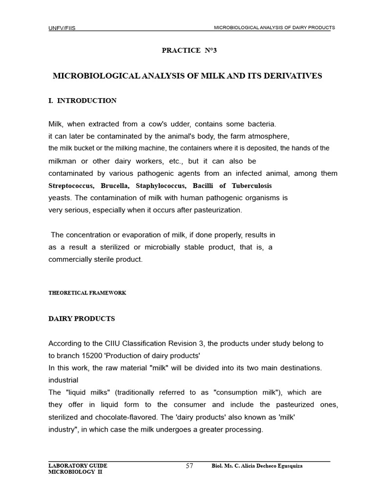 Microbiological Analysis of Dairy Products | PDF | Milk | Lactic Acid