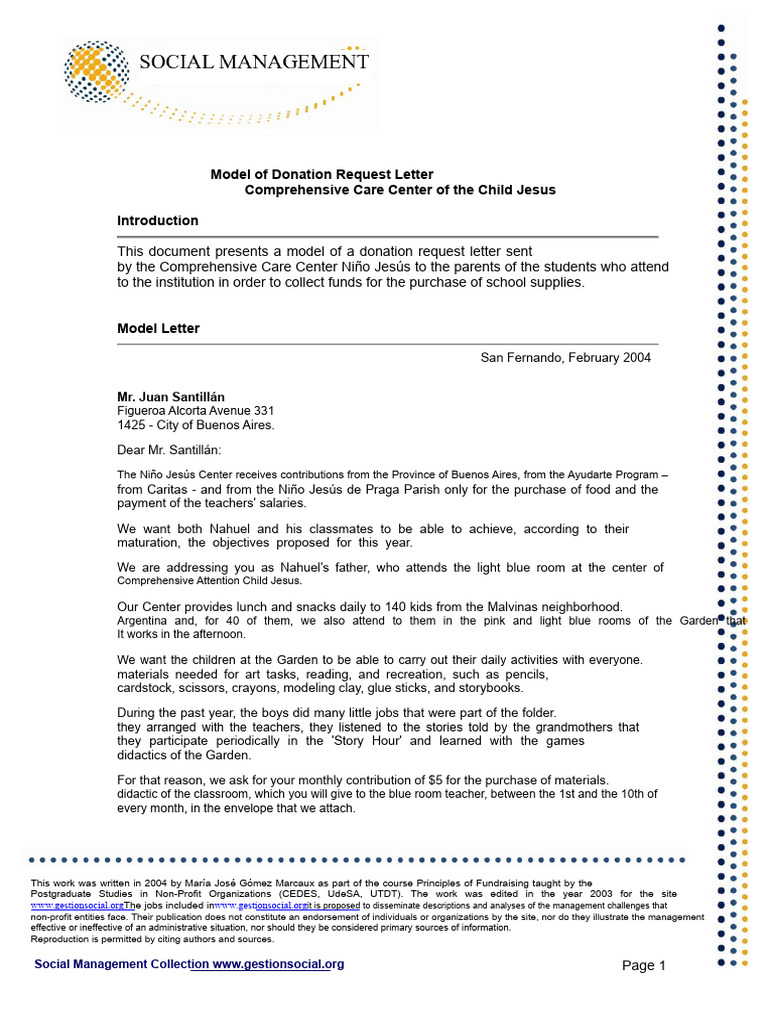 Model of Request Letter For Funds | PDF