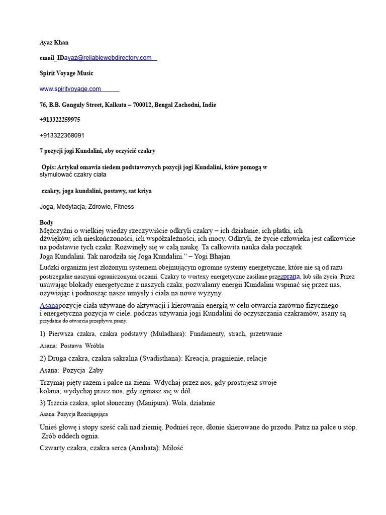 7 Pozycji Jogi Kundalini, Aby Oczyścić Czakry | PDF