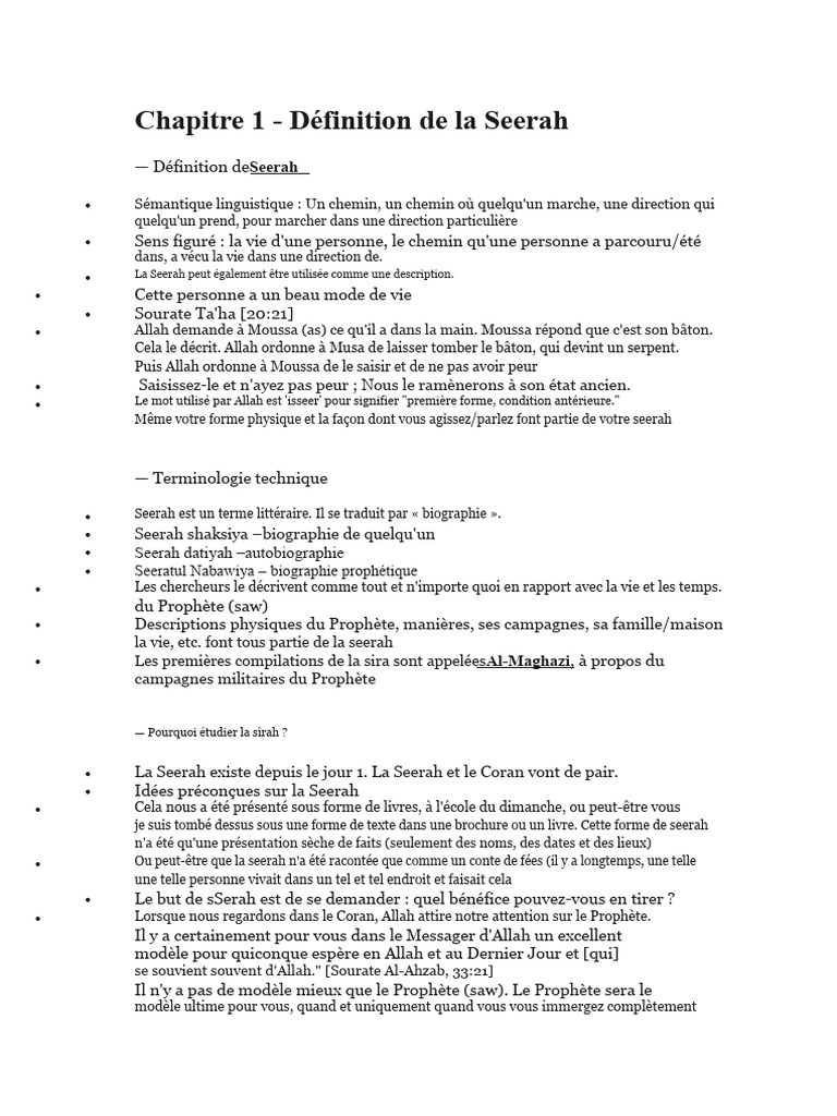 Comprendre la Seerah du Prophète Muhammad | PDF | Mahomet | Moïse dans ...