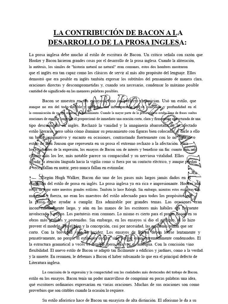 La contribución de Bacon a la prosa inglesa | PDF | Ensayos | Prosa