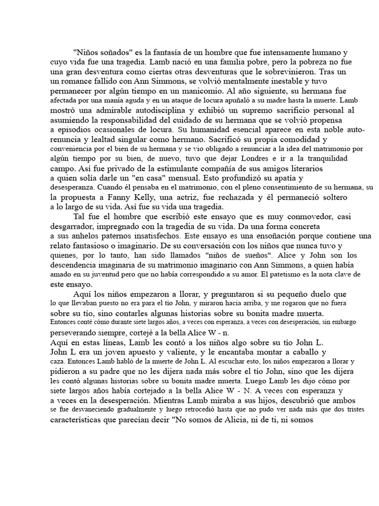 Tragedia y sueños en la vida de Lamb | PDF | Sueño