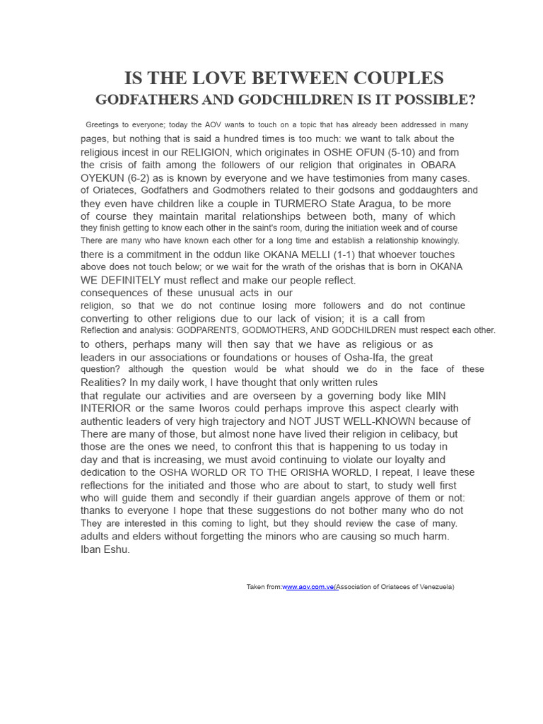 The Love Between Godparents and Godchildren Is Possible | PDF | Godparent