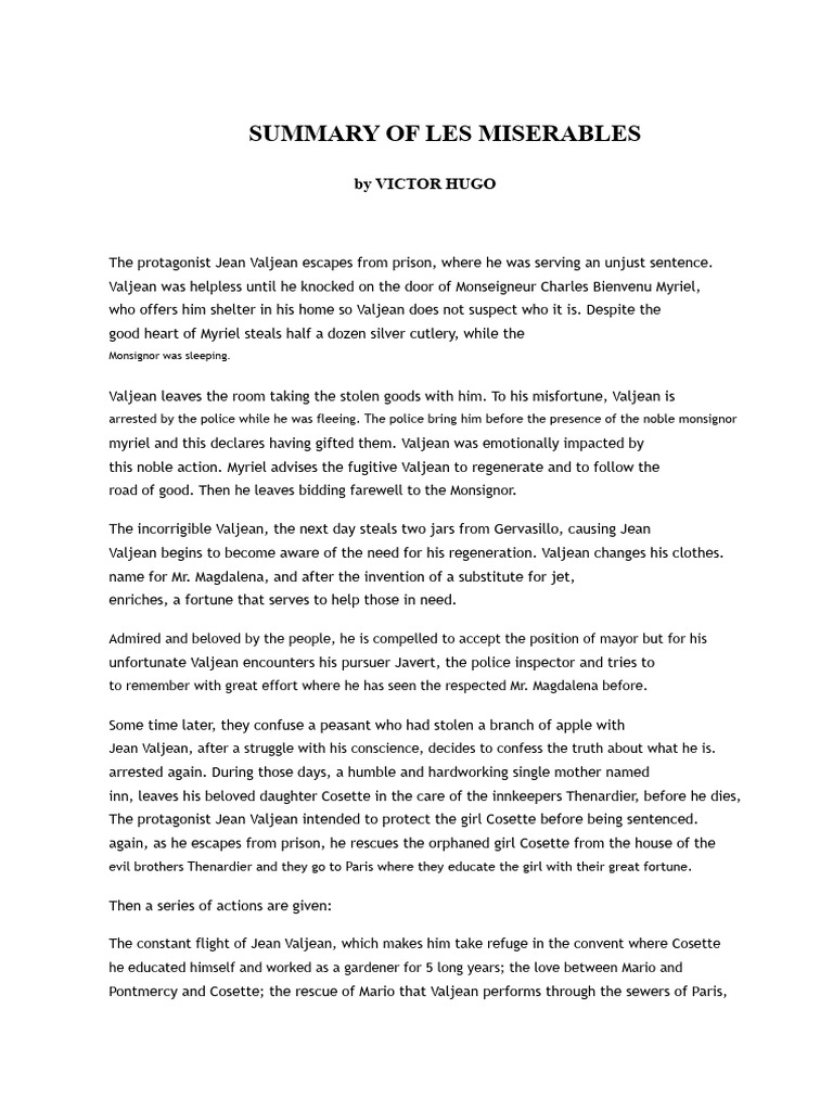 Les Misérables Summary PDF | PDF | Cosette | Les Misérables