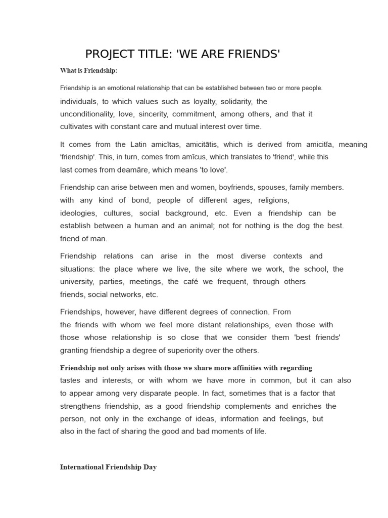 Understanding Friendship and Its Values | PDF | Friendship | Social ...