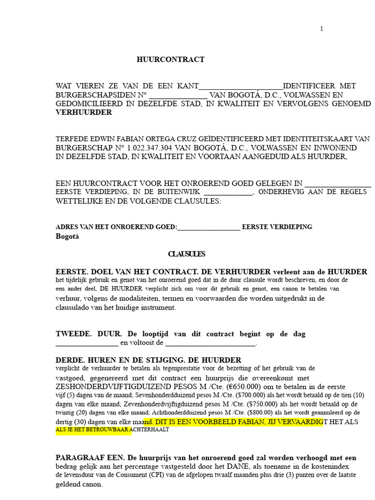 Huurovereenkomst | PDF