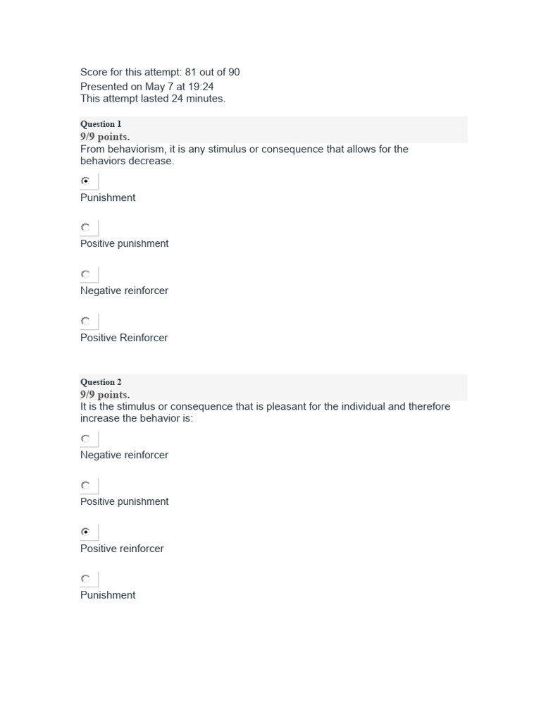 Quiz2 Educational Psychology. | PDF | Learning | Reinforcement
