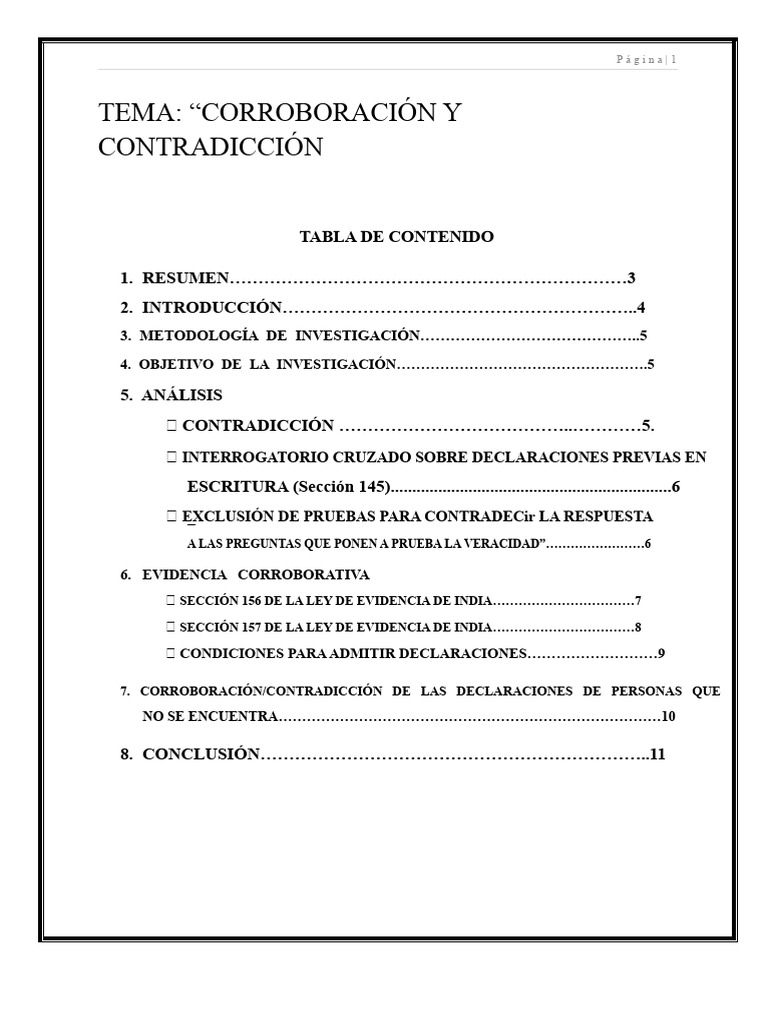 Papel de Evidencia (Corroboración y Contradicción) | PDF | Testigo ...