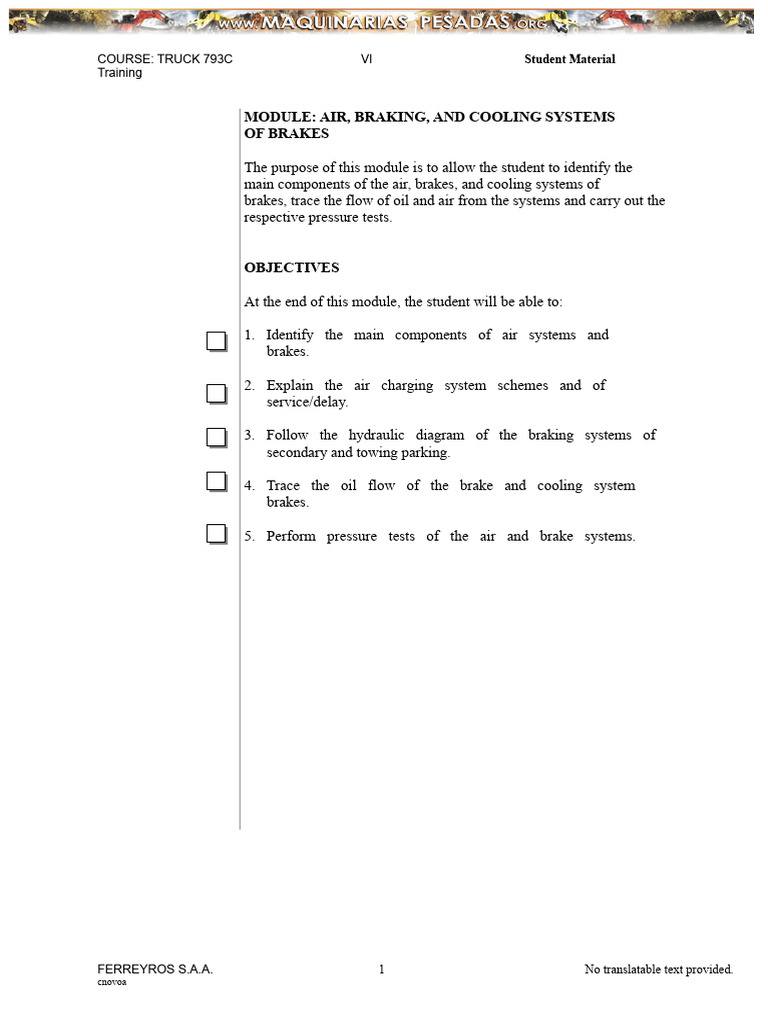 Manual Air Brake System Truck 793C Caterpillar | PDF | Valve | Brake