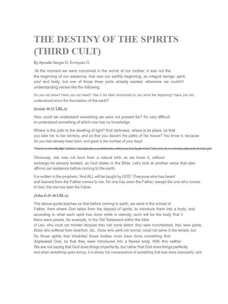 The Destiny of The Spirits PDF | PDF | God The Father | Jesus