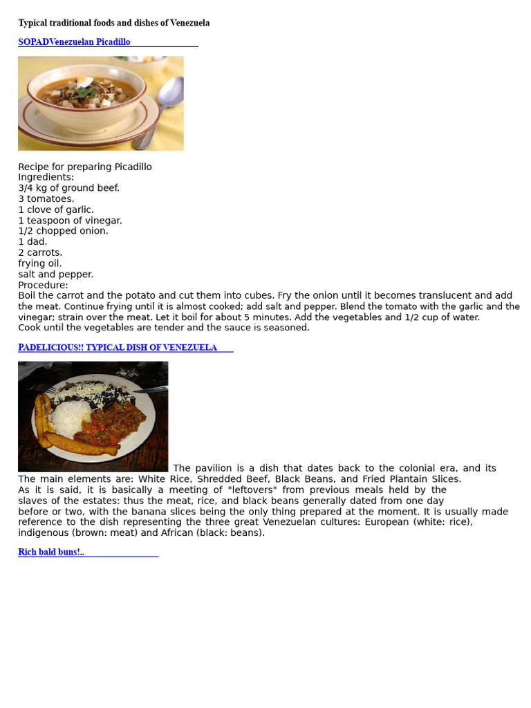 Traditional Foods of Venezuela | PDF | Food And Drink Preparation ...