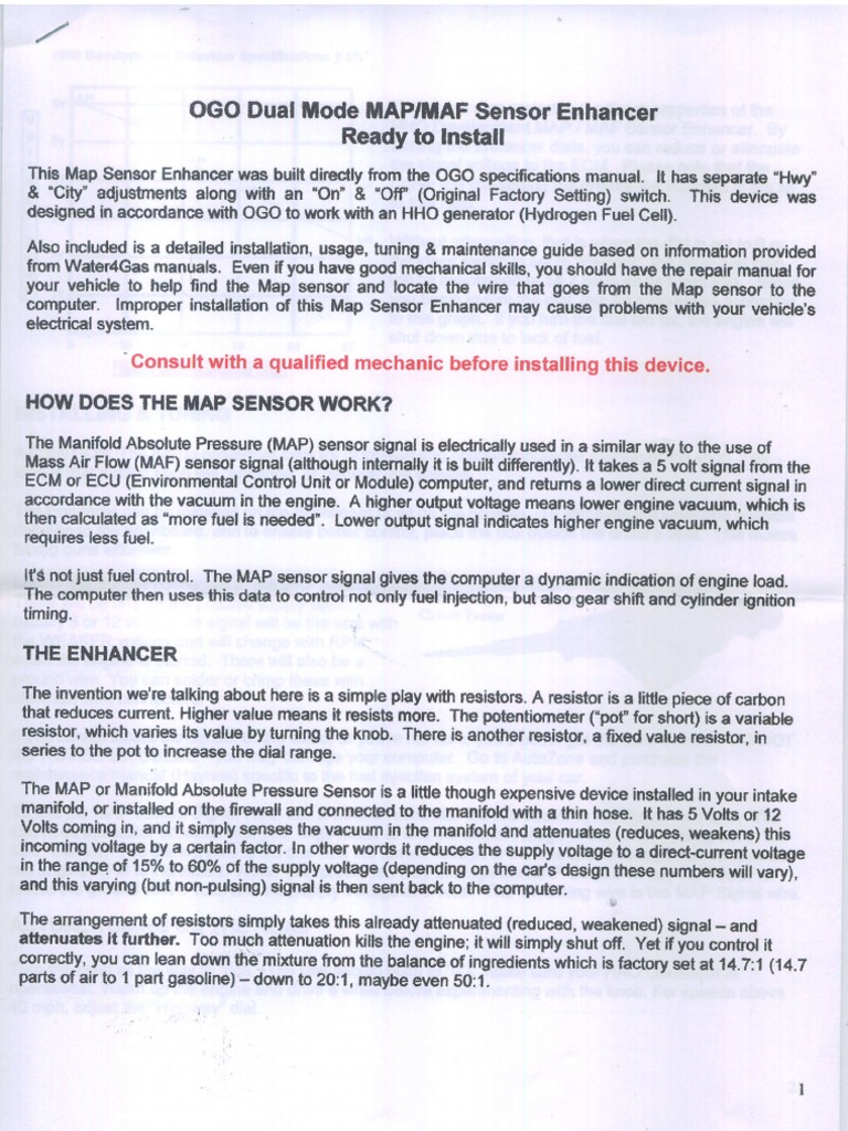 OGO Dual Mode MAP-MAF Sensor Enhancer | PDF | Measuring Instrument ...