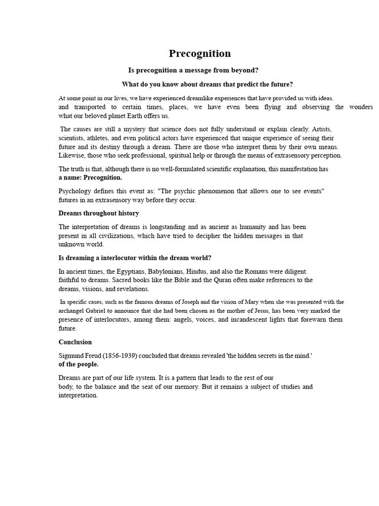 Precognition | PDF