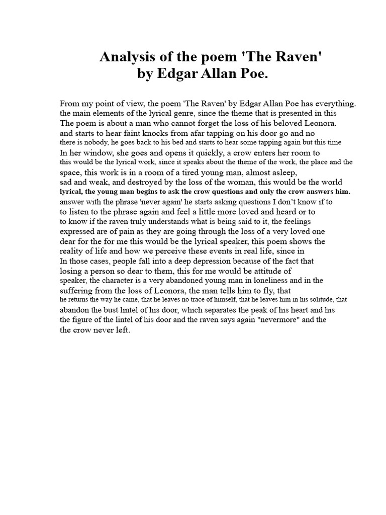 Analysis of Poe's 'The Raven' Poem | PDF