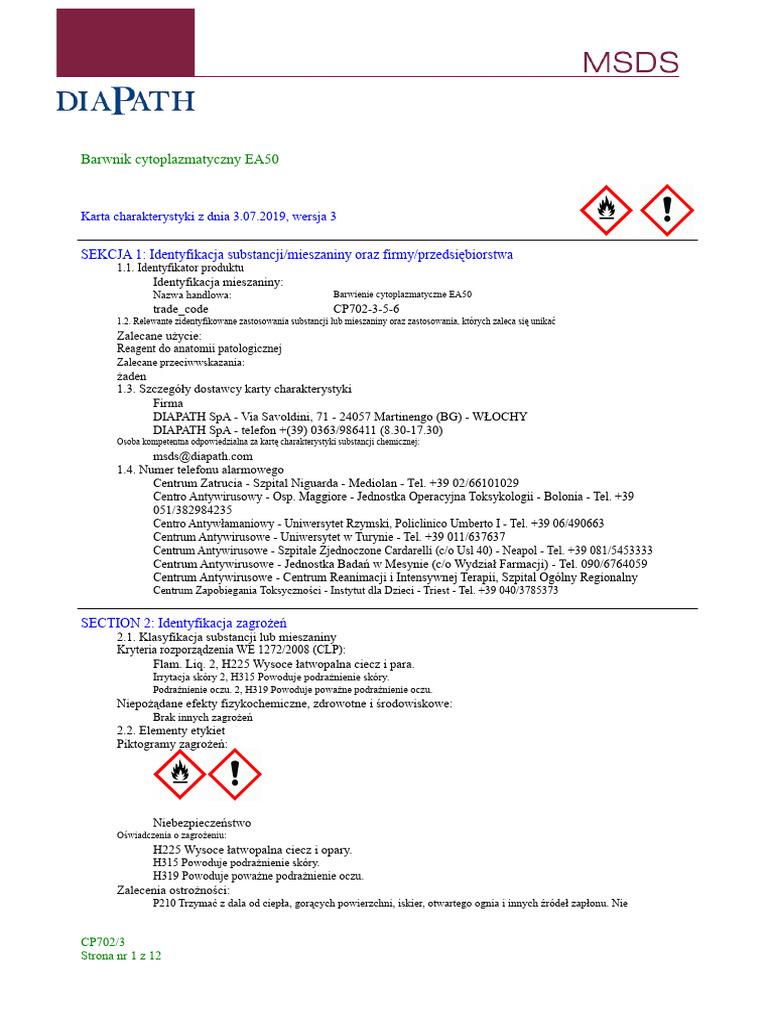 MSDS Ea-50 | PDF