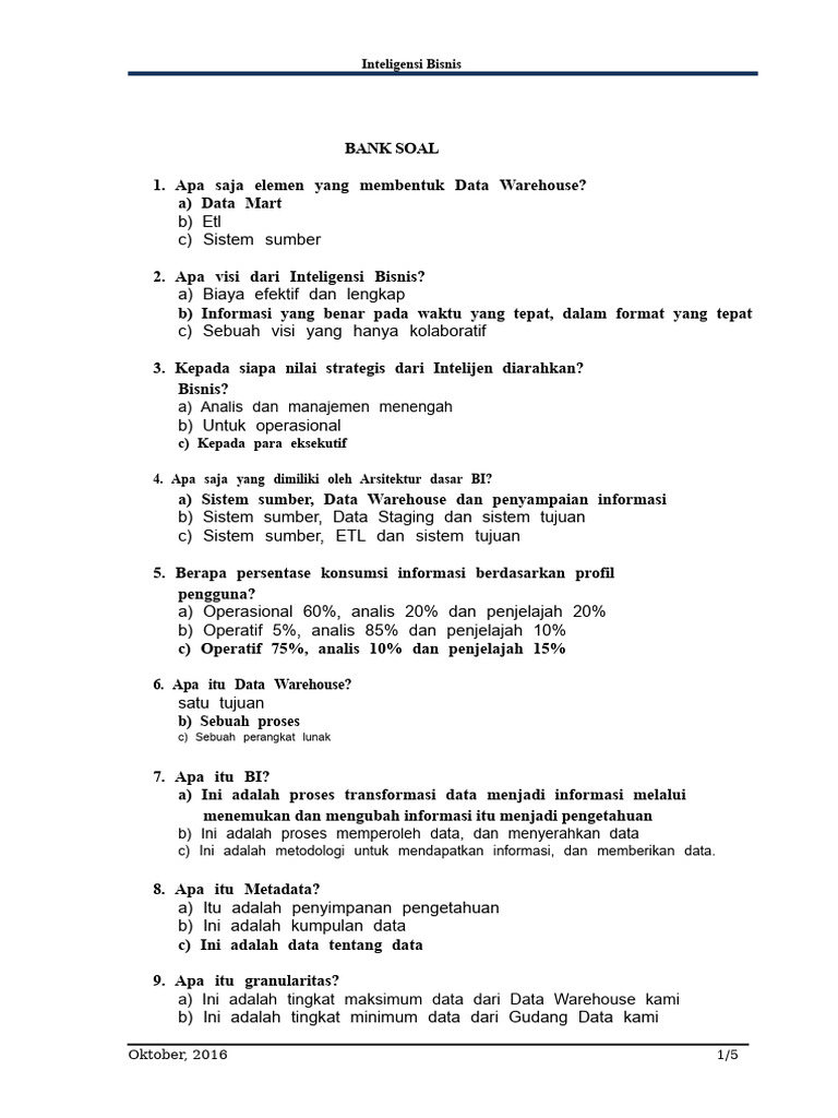 Ujian - Kecerdasan Bisnis | PDF