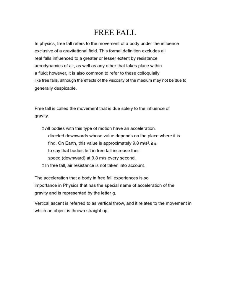 Understanding Free Fall in Physics | PDF | Gravity | Acceleration