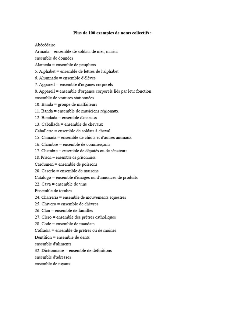 Liste de noms collectifs variés | PDF