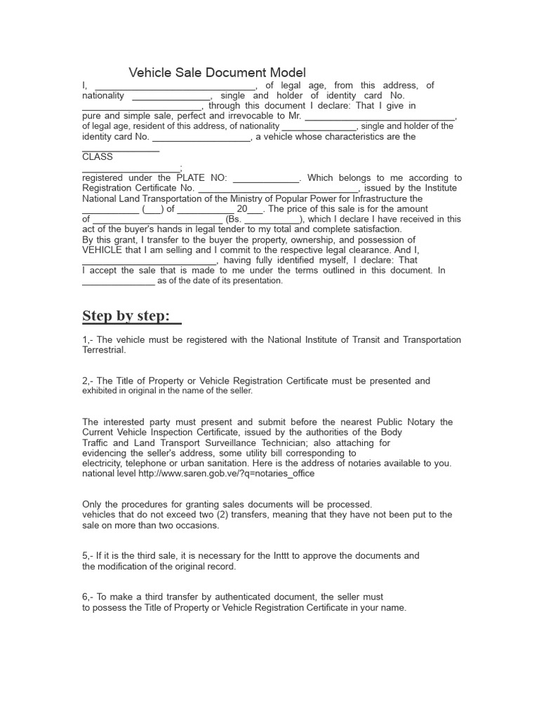 Paperwork for Private Car Sale | PDF | Identity Document | Sales