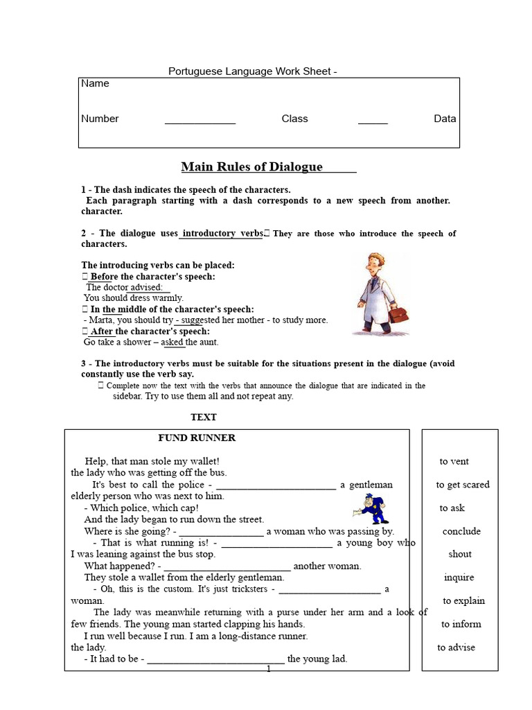 Worksheet Main Rules of Dialogue | PDF