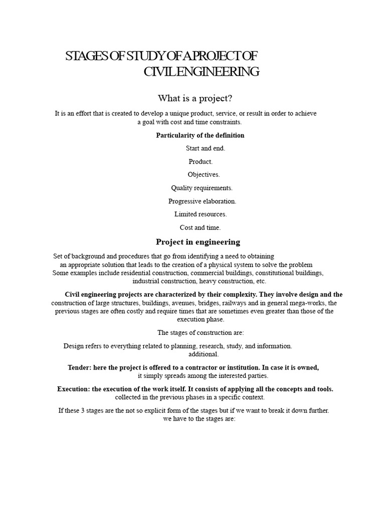 Stages of Study of A Civil Engineering Project | PDF | Geotechnical ...