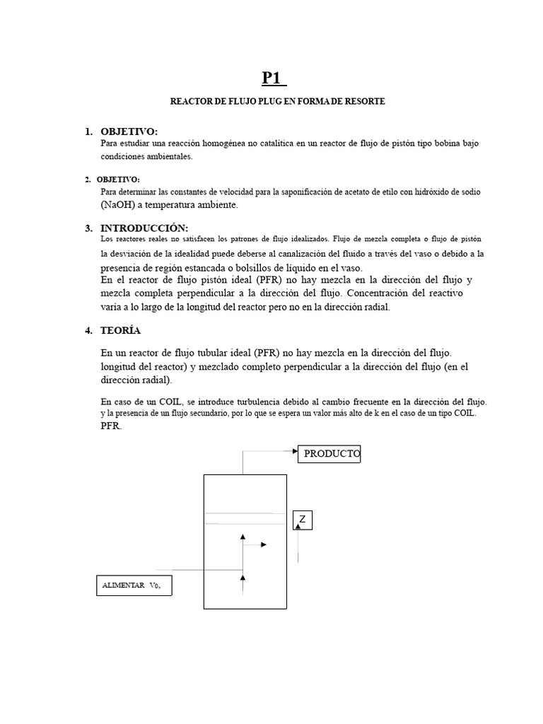 Estudio de Saponificación en PFR Coil | PDF | Reactor Quimico | Valoración