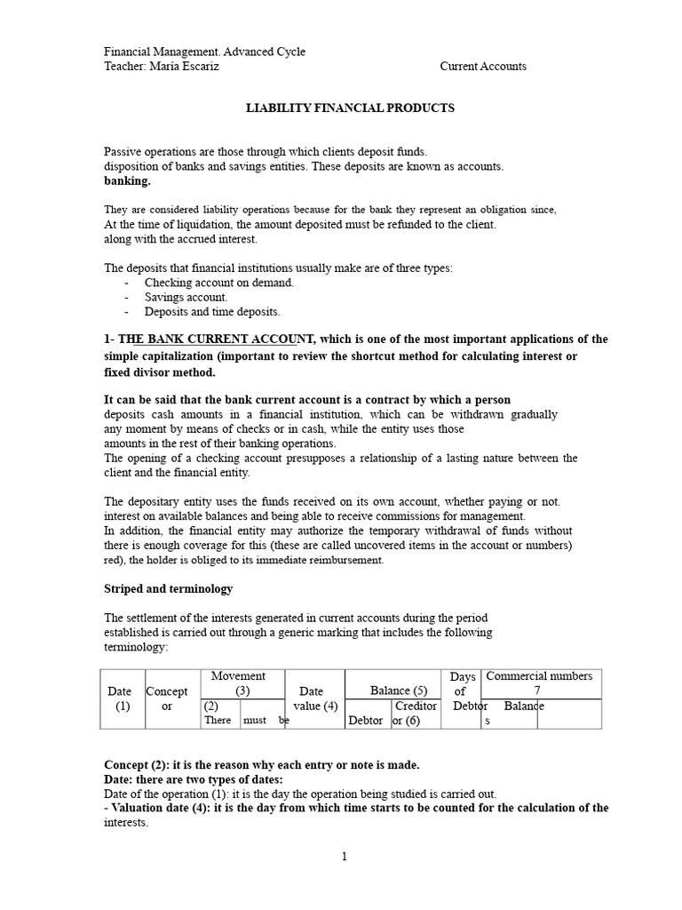 Current Accounts in Financial Management | PDF | Transaction Account ...