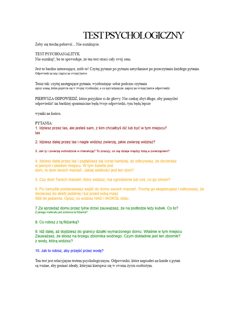 Test Psychologiczny | PDF