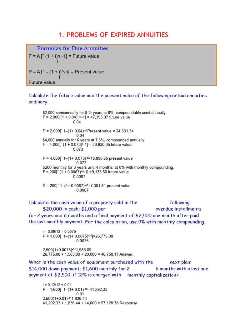 Financial Mathematics Assignment | PDF | Present Value | Interest